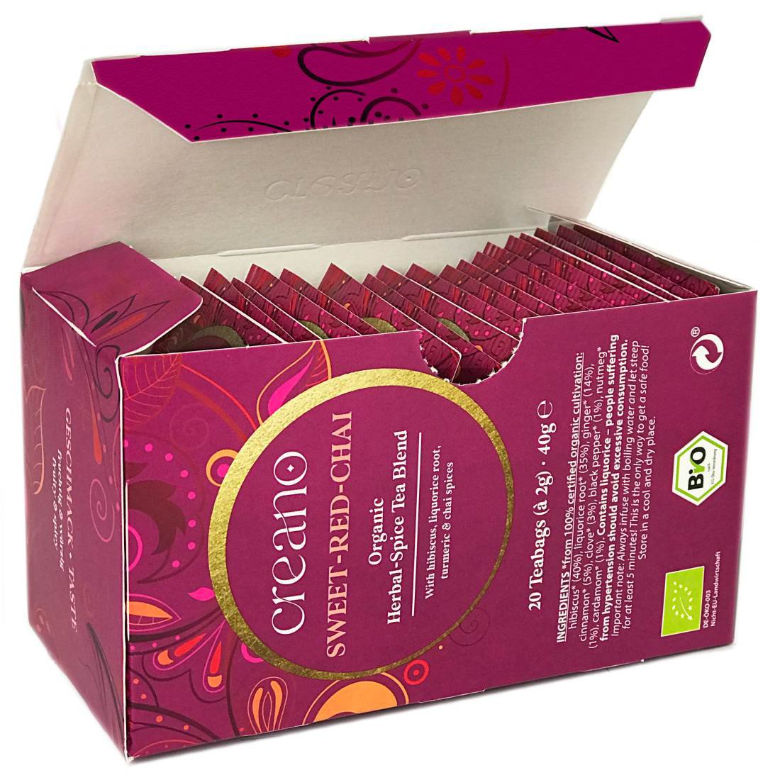 Zoete Rode Chai Thee - Sweet Red Chai Tea - (Biologisch) 20 stuks ...